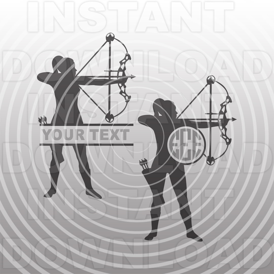 Girl Shooting Compound Bow at Target SVG File,girls Archery Monogram ...