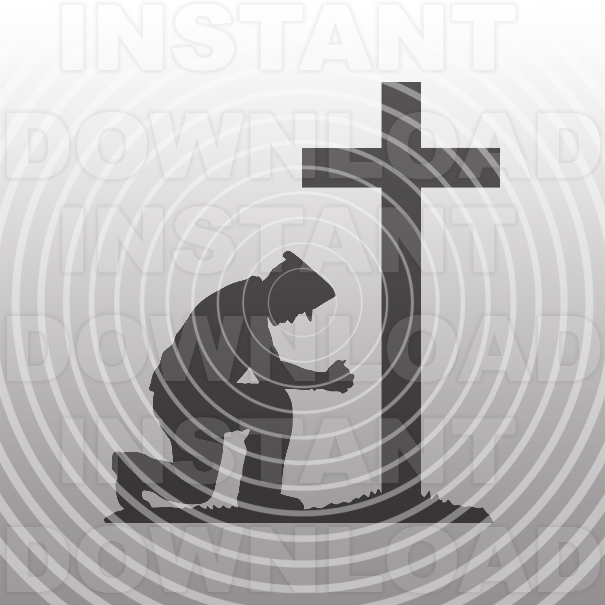 Policeman Officer Kneeling Praying at Memorial Cross SVG File | Etsy