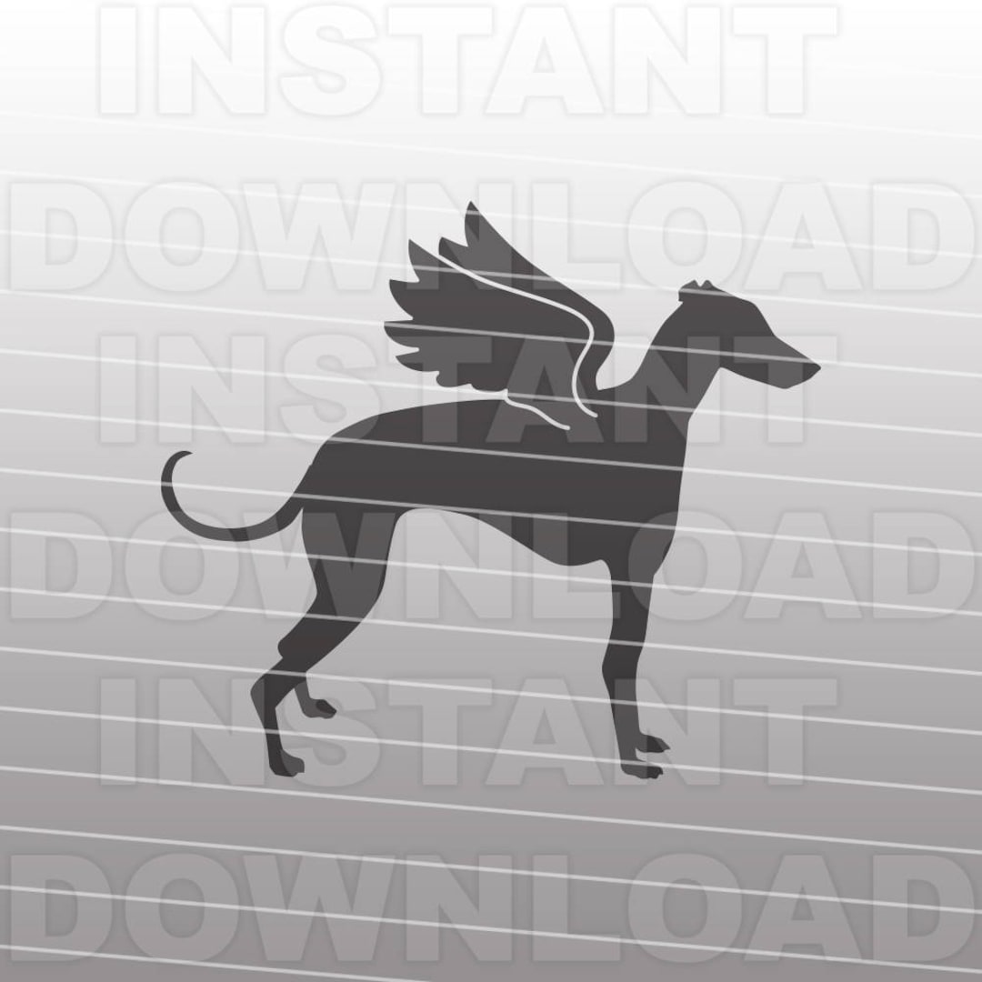Greyhound Memorial SVG File,greyhound With Angel Wings SVG -vector Art ...