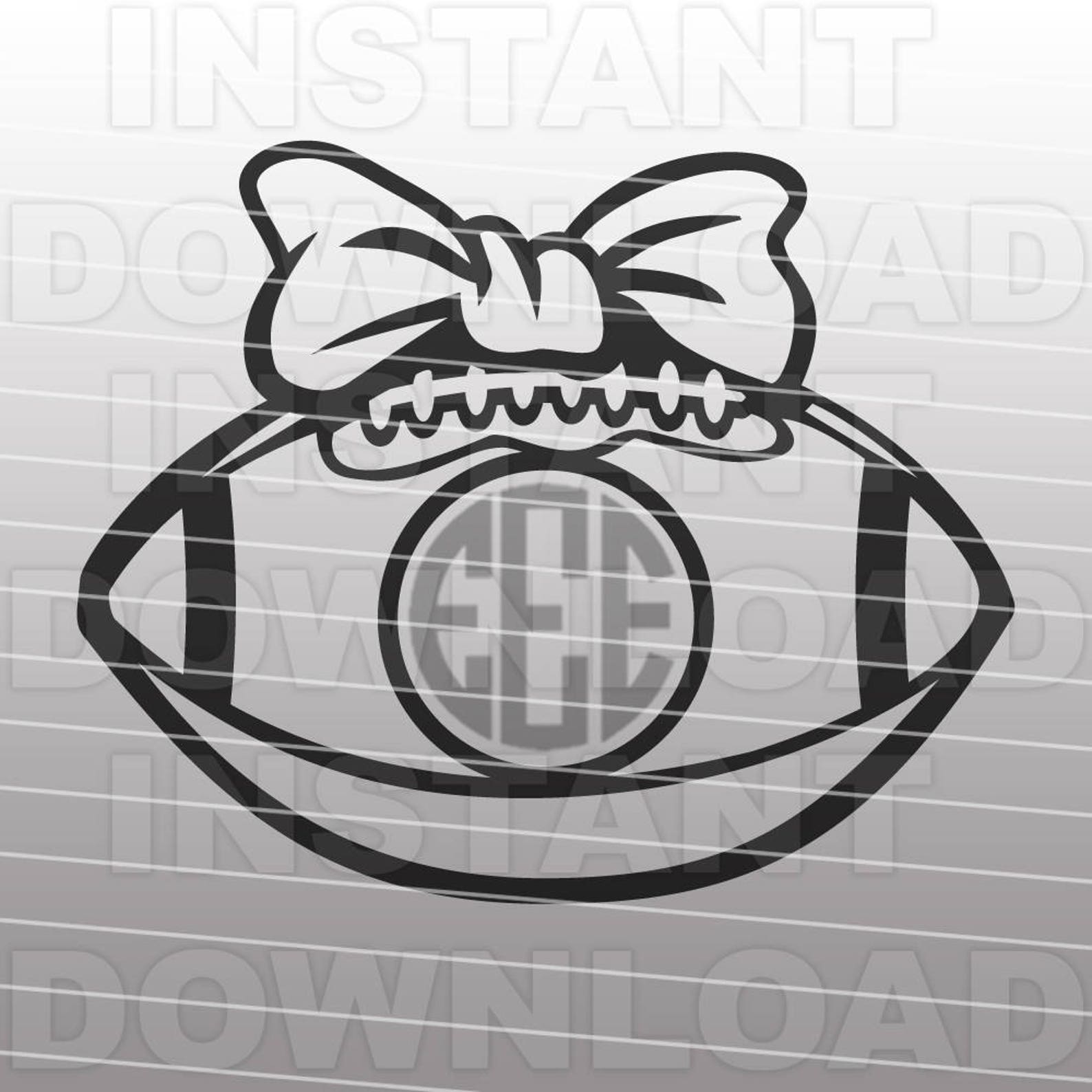 Football Monogram With Bow SVG Filefootball SVG File-vector - Etsy