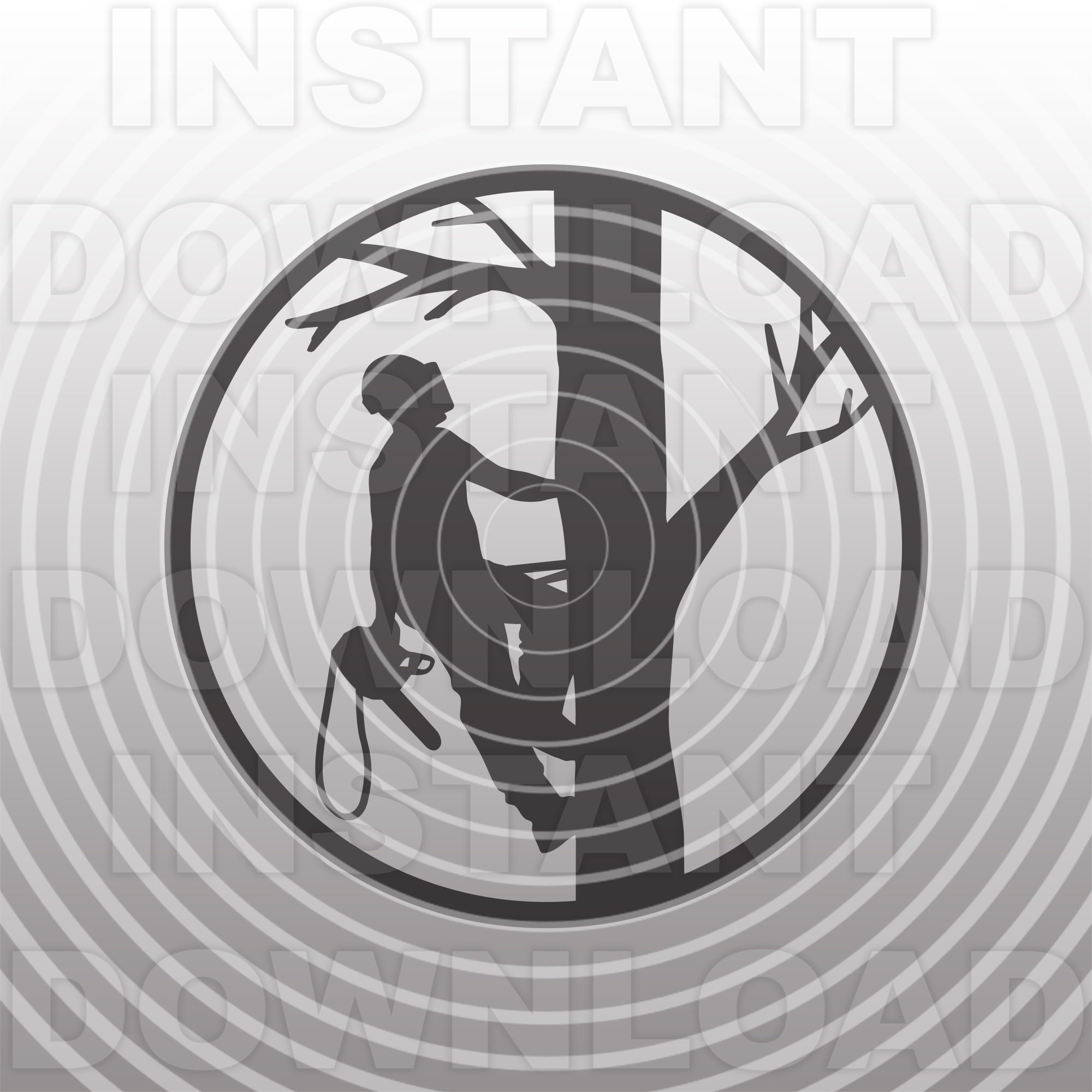 Tree Cutter Climbing Tree With Chainsaw Within Circle SVG File - Etsy