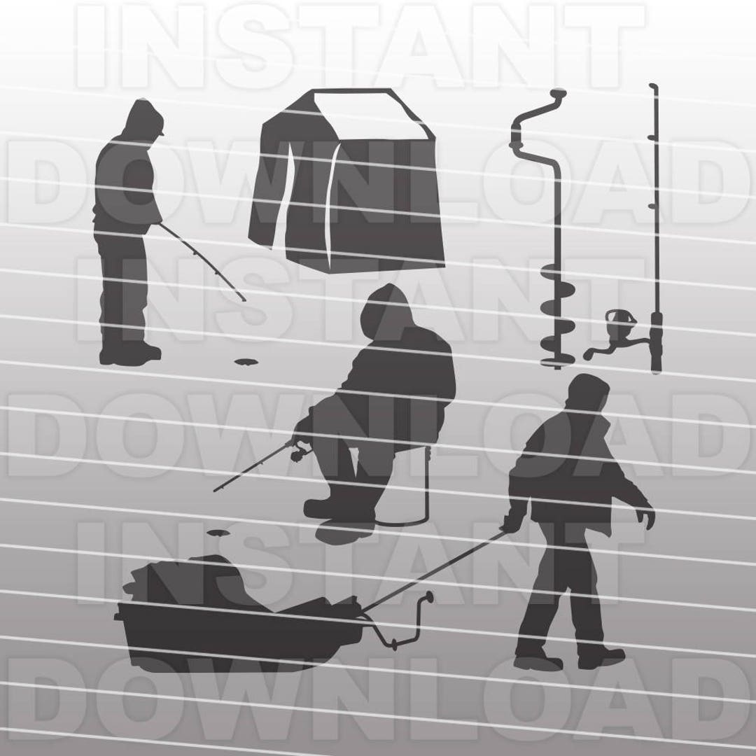 Ice Fishing SVG File,ice Fisherman Svg,winter Svg -cutting Template ...