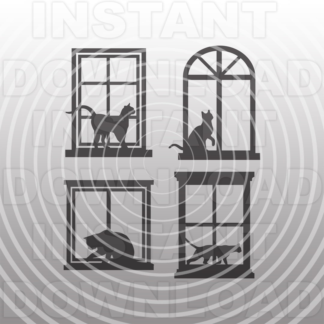 Cat in Window SVG File,kittens Svg,cats Svg,cat Svg Design -vector Art ...