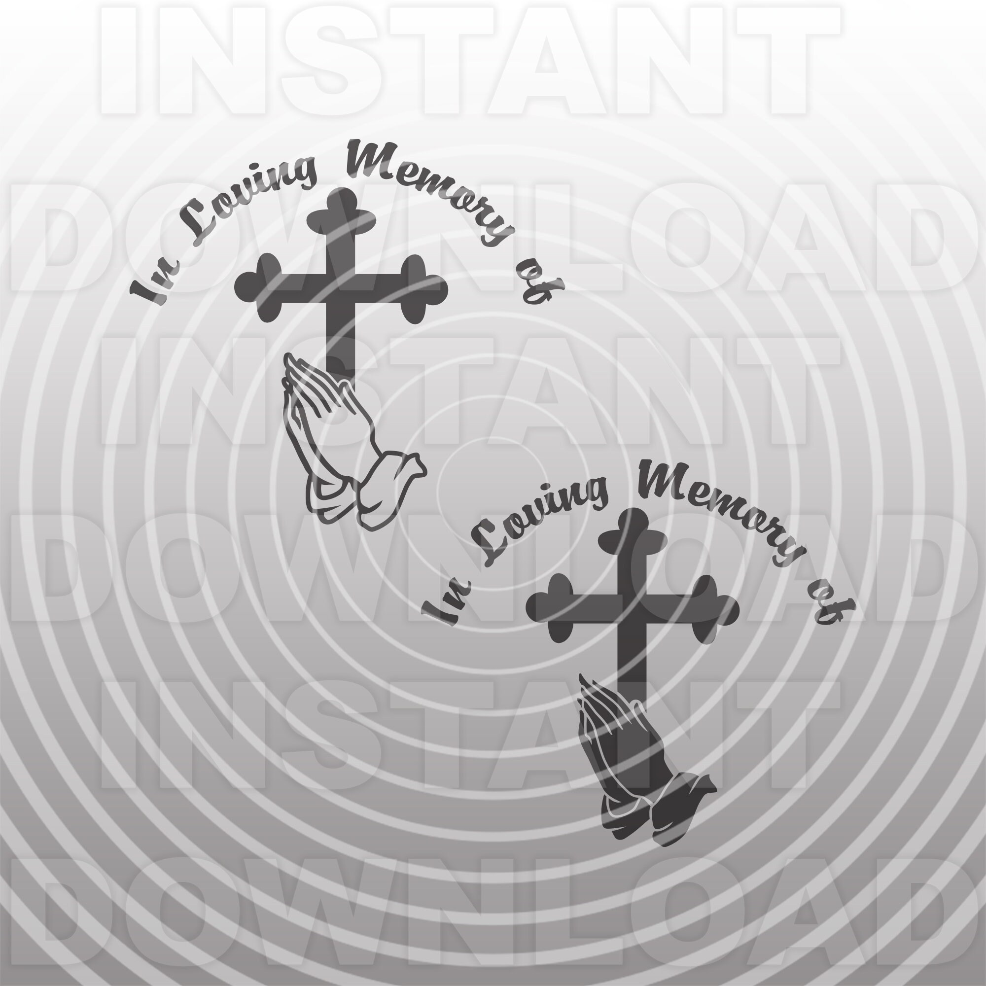 In Loving Memory Praying Hands With Cross SVG File -commercial ...
