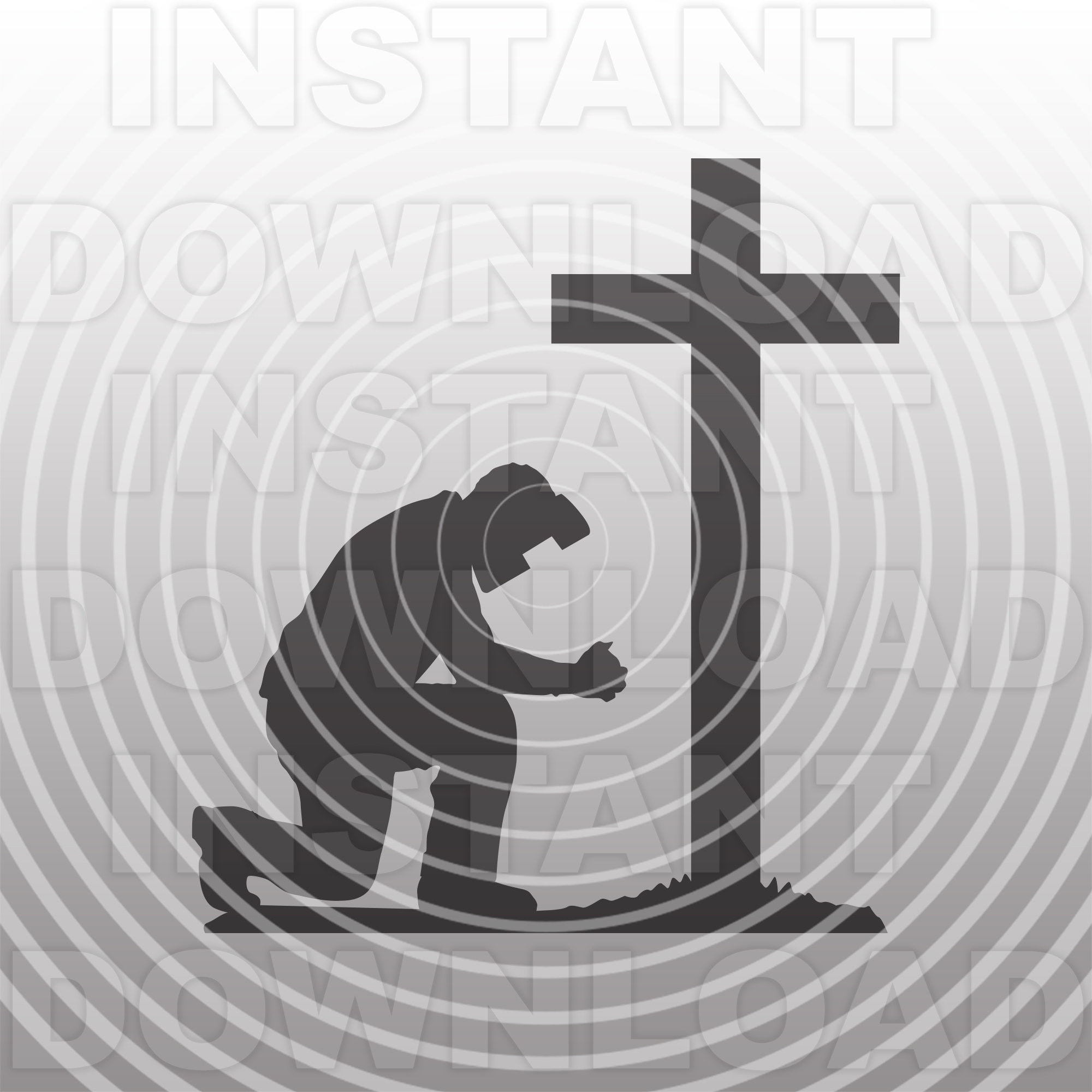 Welder Kneeling Praying at Memorial Cross SVG File,welding SVG -vector ...