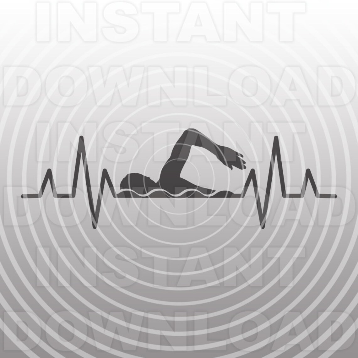 Heartbeat EKG Swimming SVG File,swimmer SVG File -commercial & Personal ...