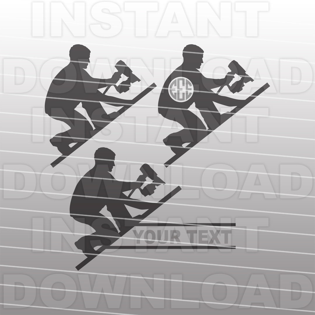 Roofer on Roof With Nail Gun Hammering SVG File,roofing Contractor Svg ...