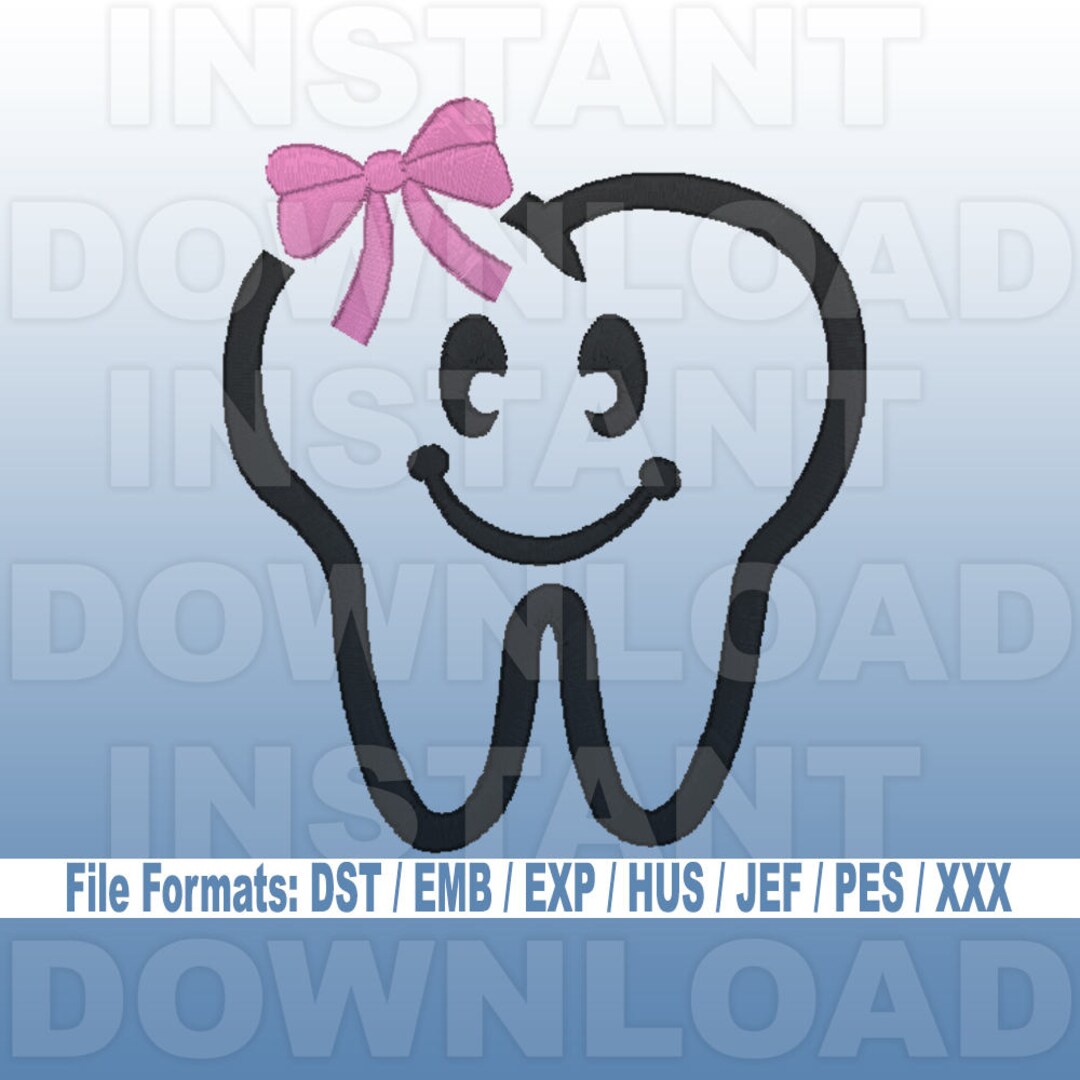 Cute Girly Tooth Fairy First Tooth Embroidery Design Download,filled ...