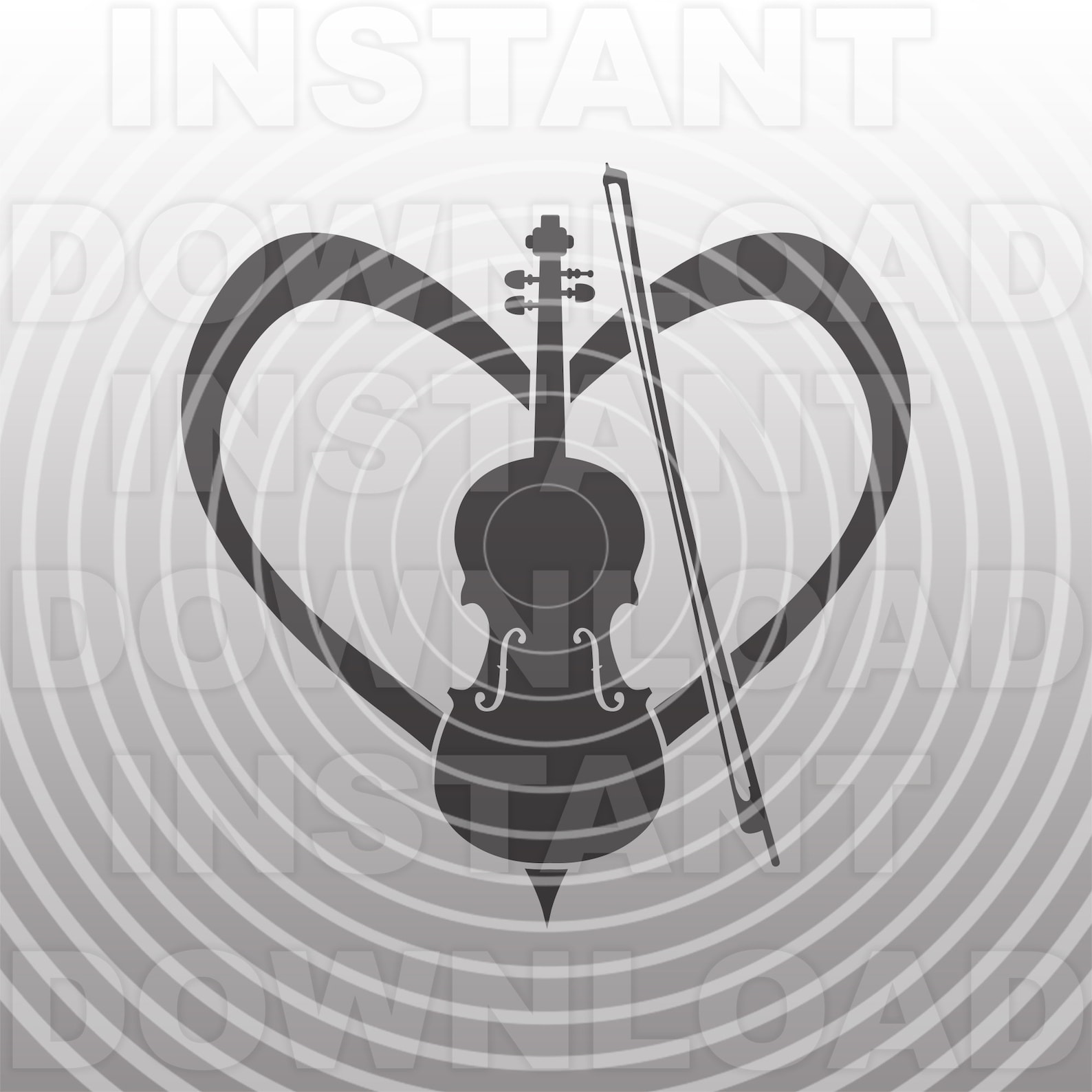 Violin With Heart SVG Fileviolin Bow Svgfiddle Svg vector | Etsy