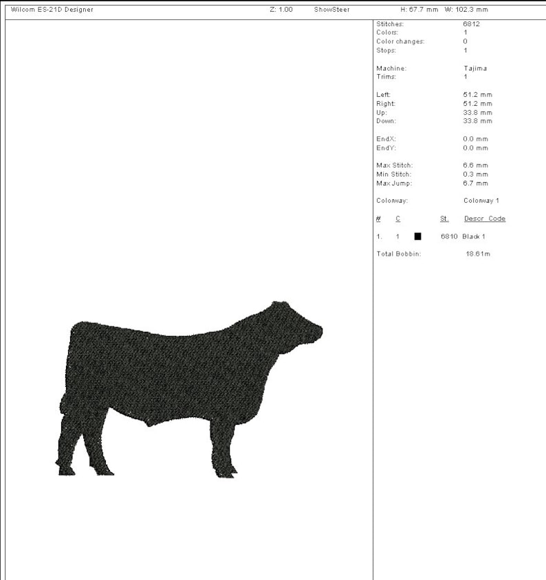 Show Steer Machine Embroidery Design - Livestock Design - Filled Stitch ...