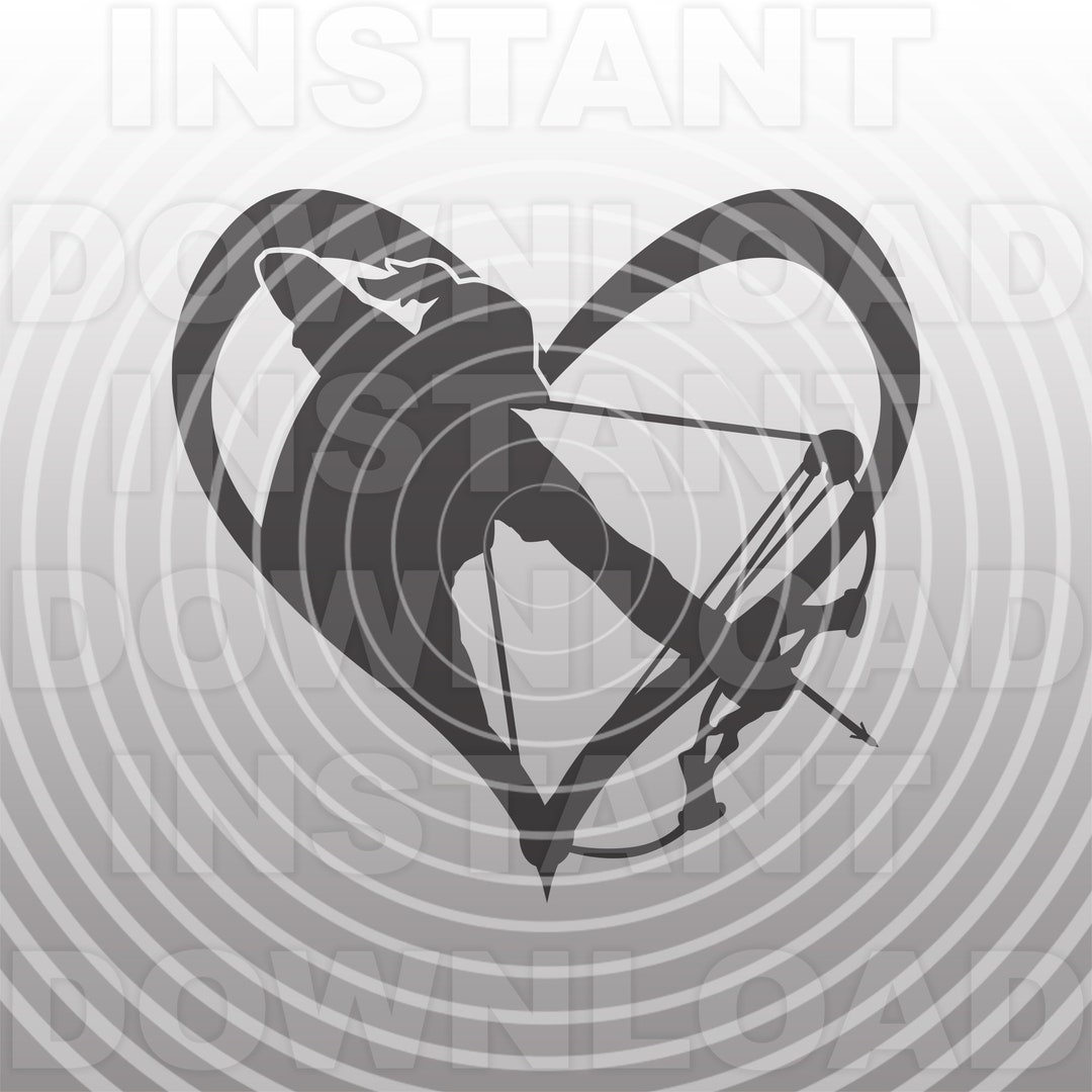 Female Woman Girl Bowhunter With Heart SVG File,archery Svg -vector Art ...