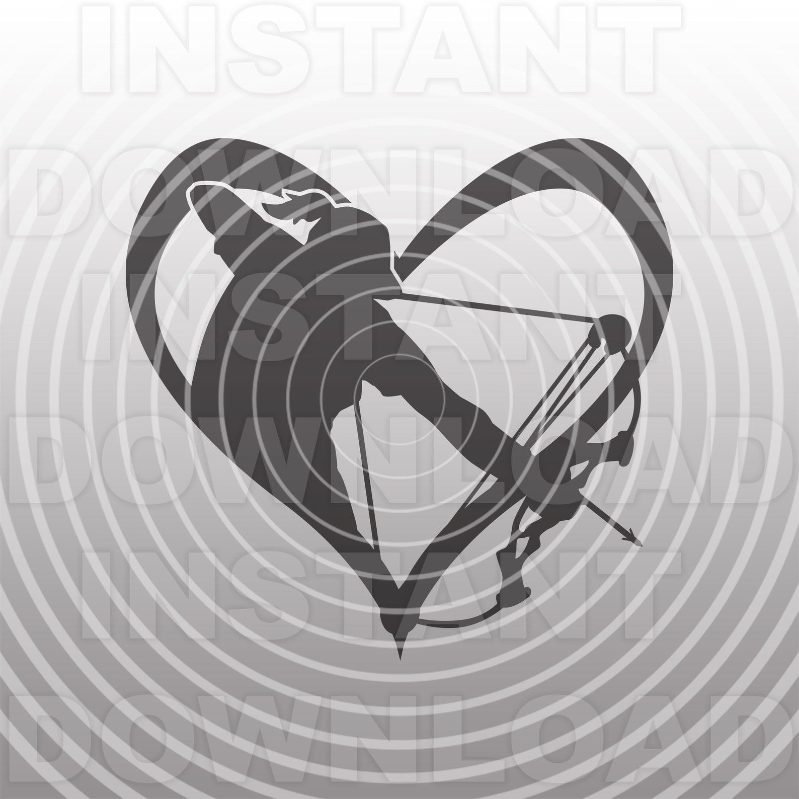 Female Woman Girl Bowhunter With Heart SVG File,archery Svg -vector Art ...