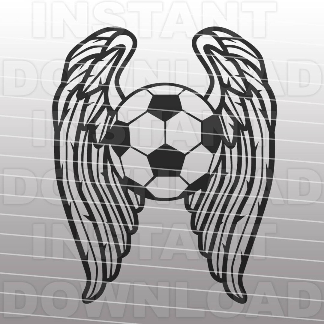 Soccerball Angel Wings SVG File,soccer SVG -commercial & Personal Use ...