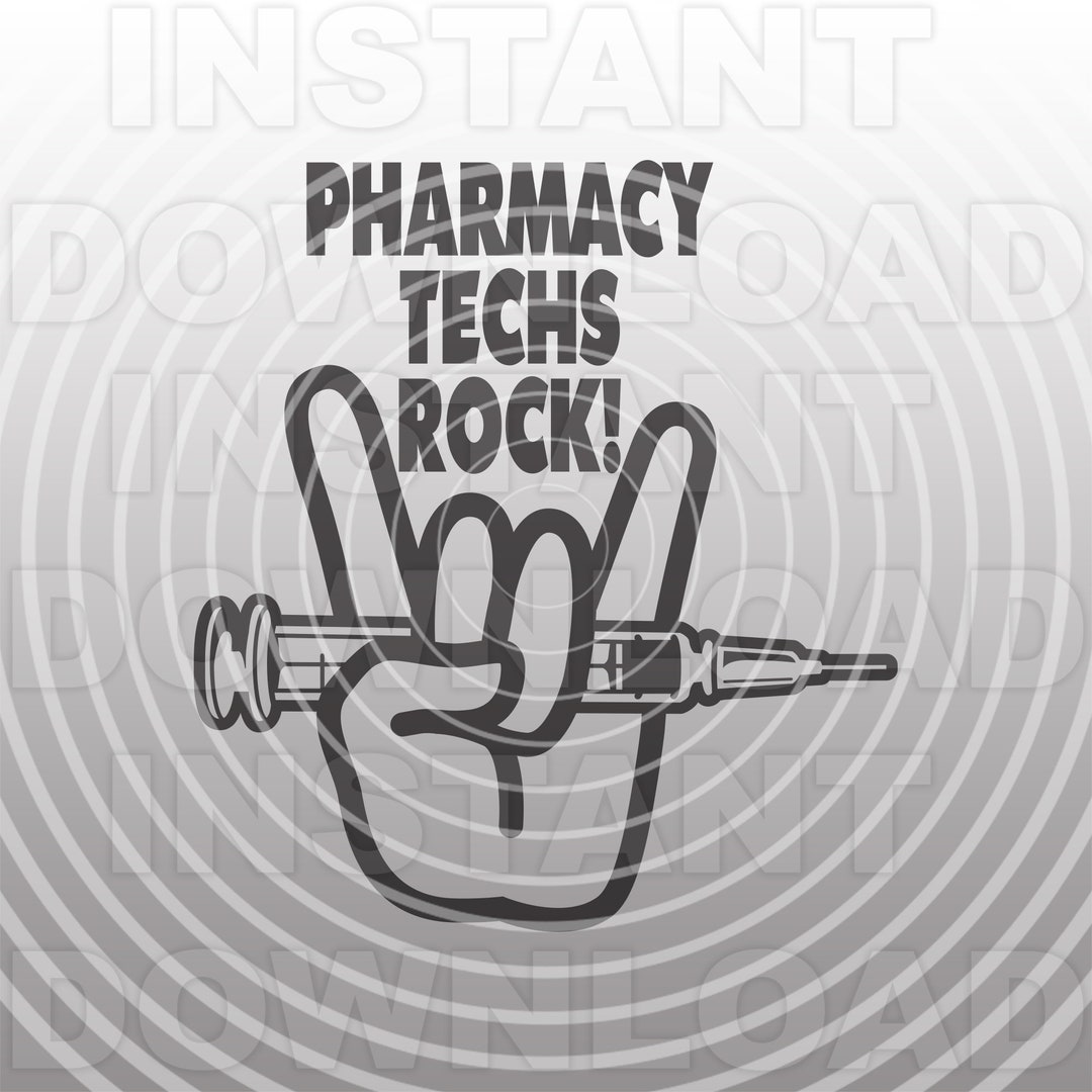 Pharmacy Techs Rock Svg,rock on Hands Svg,hypodermic Syringe SVG ...