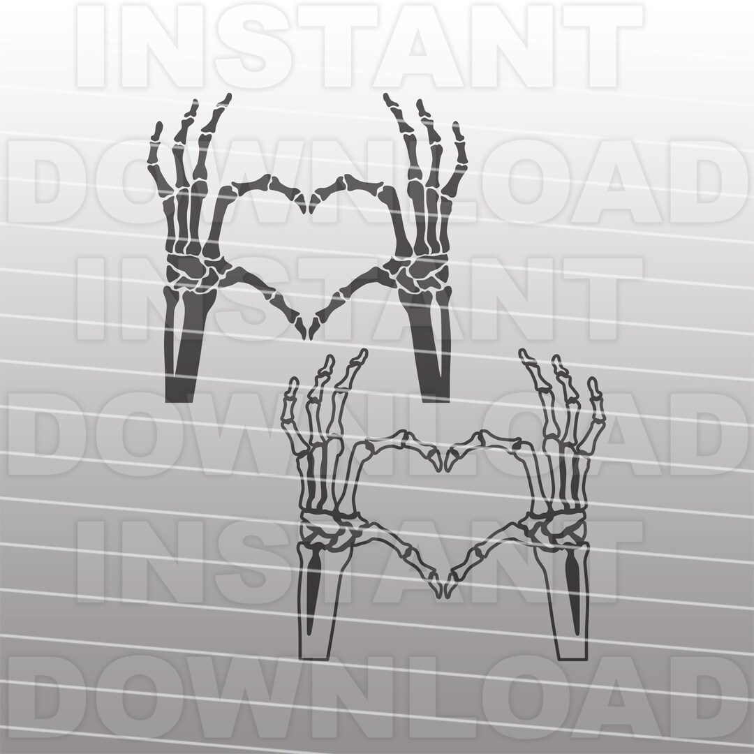 Skeleton Hand Heart Fingers SVG File,hand X-ray Svg,x-ray Monogram SVG ...