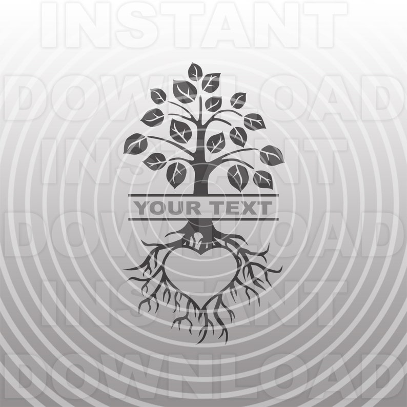 Tree With Roots and Heart SVG Filefamily Tree Monogram - Etsy