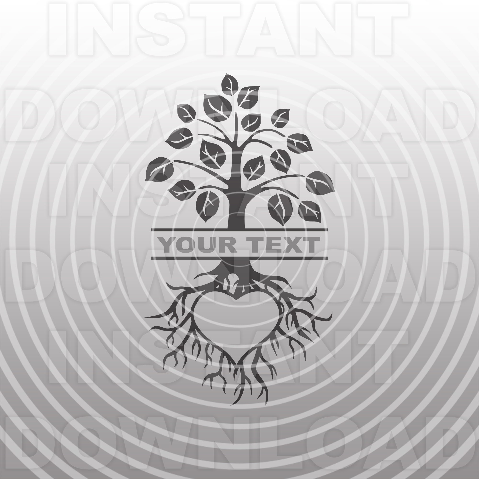 Tree With Roots and Heart SVG File,family Tree Monogram Svg,family ...