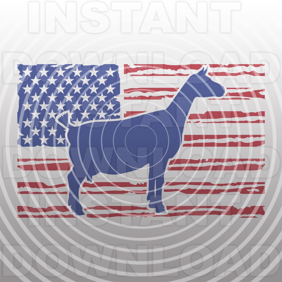 Nigerian Dwarf Goat With Distressed Grunge USA Flag SVG File -vector ...