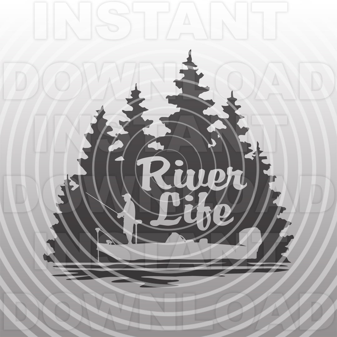 River Life SVG File,bass Fishing Scene Svg,bass Boat Svg,fisherman Svg ...