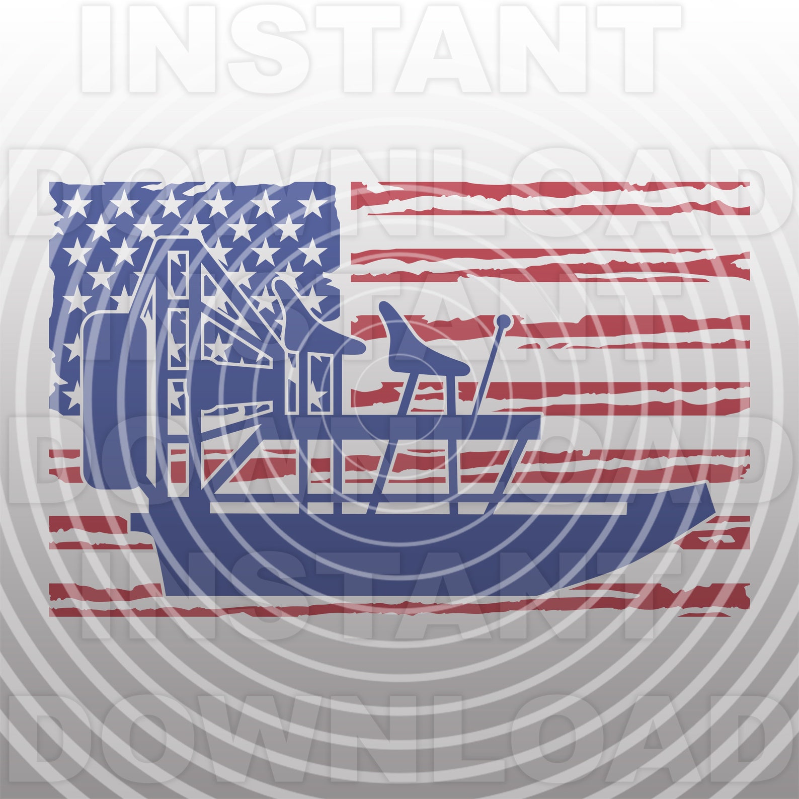 Airboat Patriotic Distressed USA Flag SVG File -vector Clip Art ...