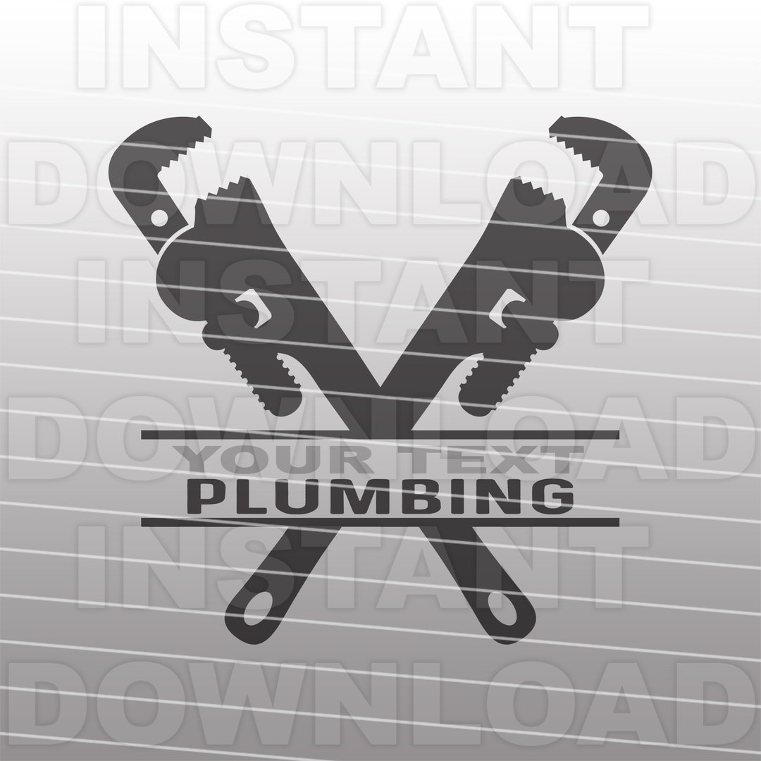 Plumbing Logo With Crossed Pipe Wrenches SVG File,plumber Svg,plumbing ...