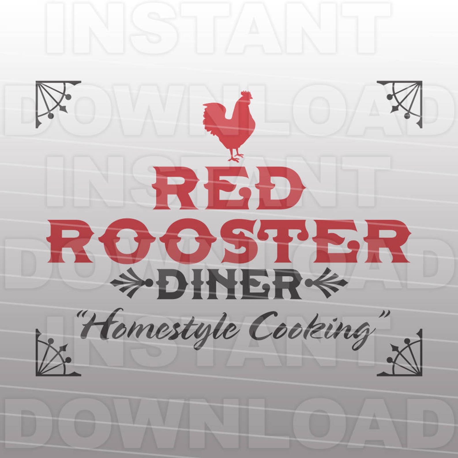 Kitchen SVG Filered Rooster Diner Svgfarmhouse | Etsy