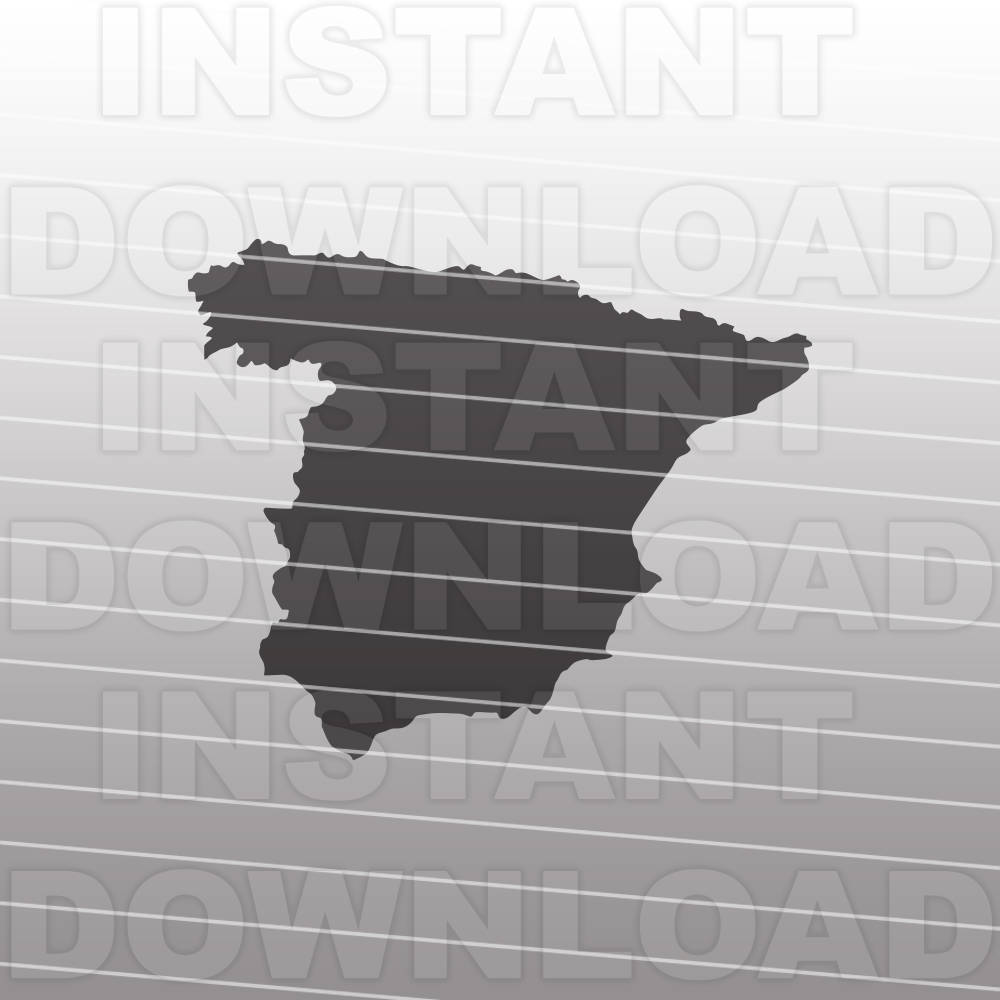 Spain SVG File - Spain Map Outline SVG -vector Clip Art for Commercial ...