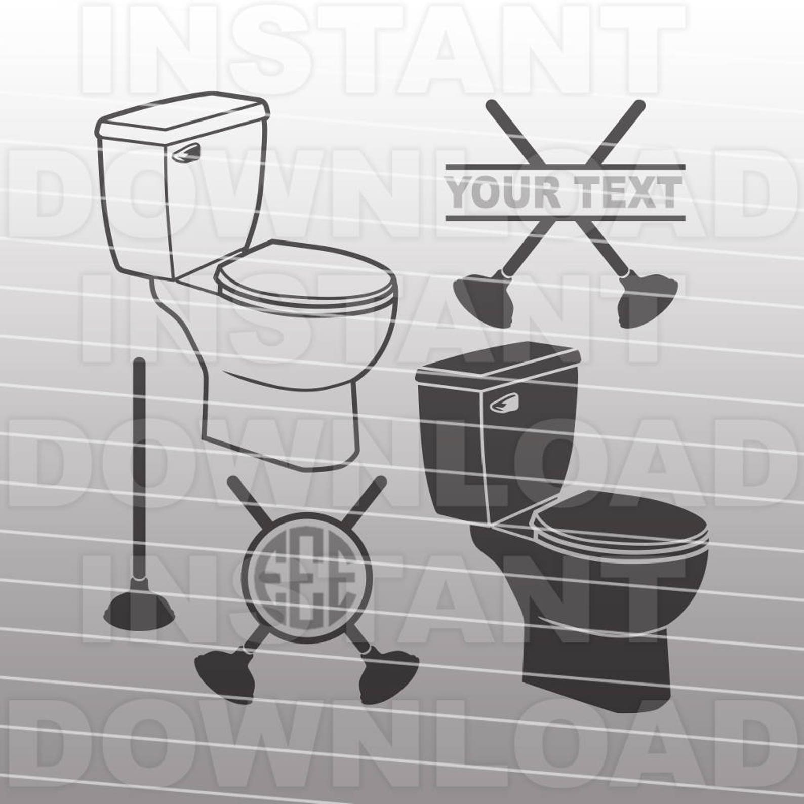 Toilet SVG File,plumbing Svg,toilet Plunger Svg vector Art Commercial ...