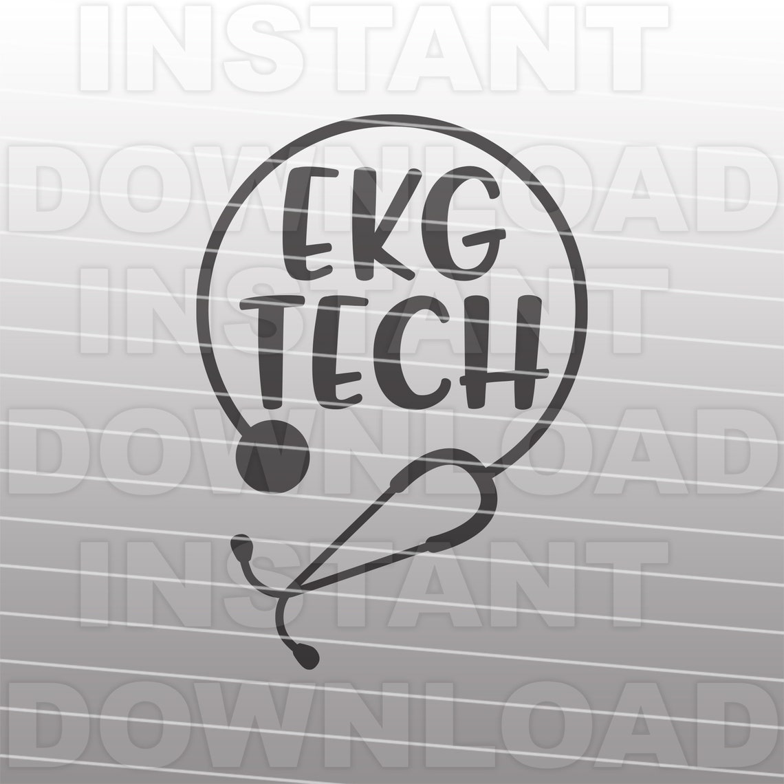 EKG Technician With Stethoscope SVG Fileekg Tech Svg - Etsy