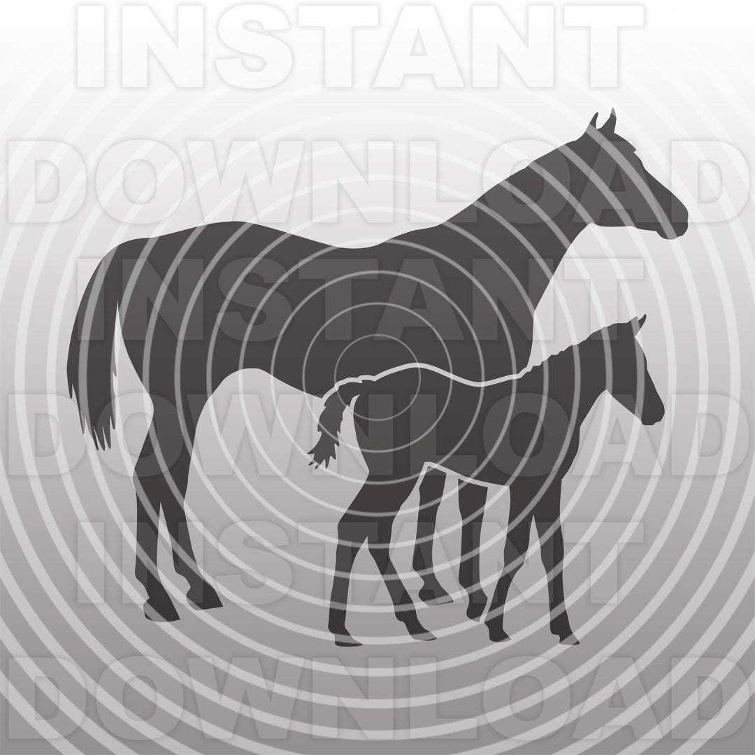 Mare and Foal Standing SVG File,colt Horse Svg,filly Horse Svg ...