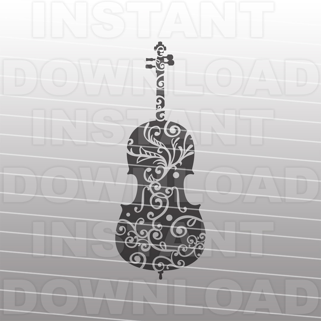 Cello With Flourish SVG File,musical Instruments SVG -vector Art for ...
