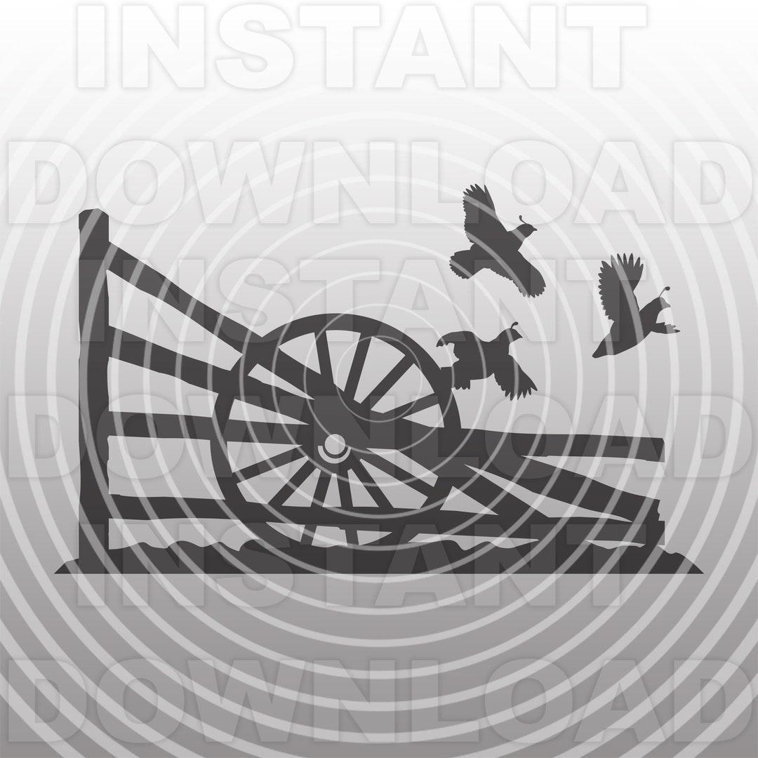 Flying Quail With Wagon Wheel Scene SVG File,quail Hunter SVG -vector ...
