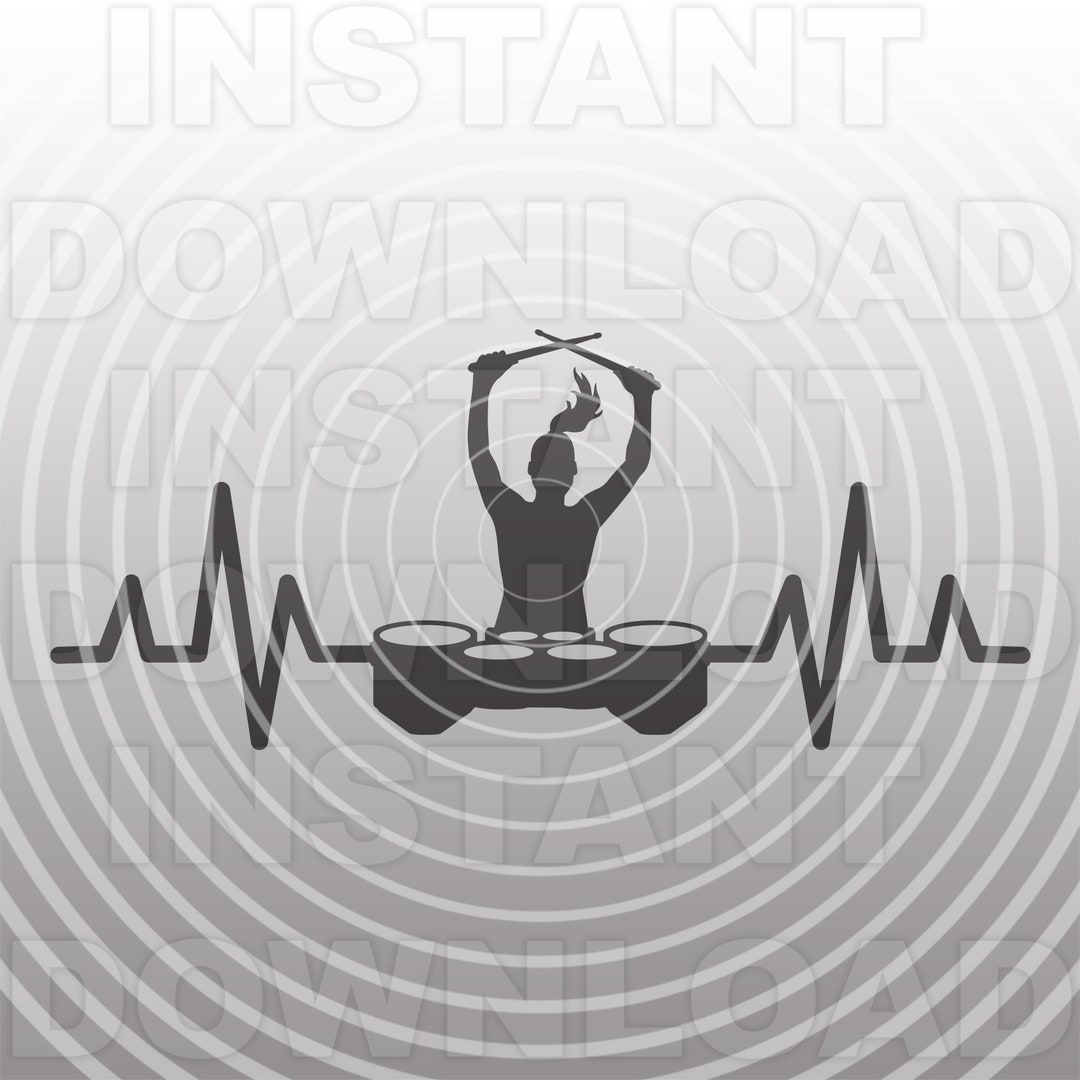 Heartbeat EKG Pulse Marching Band Tenor Drummer SVG File,drumline Svg ...