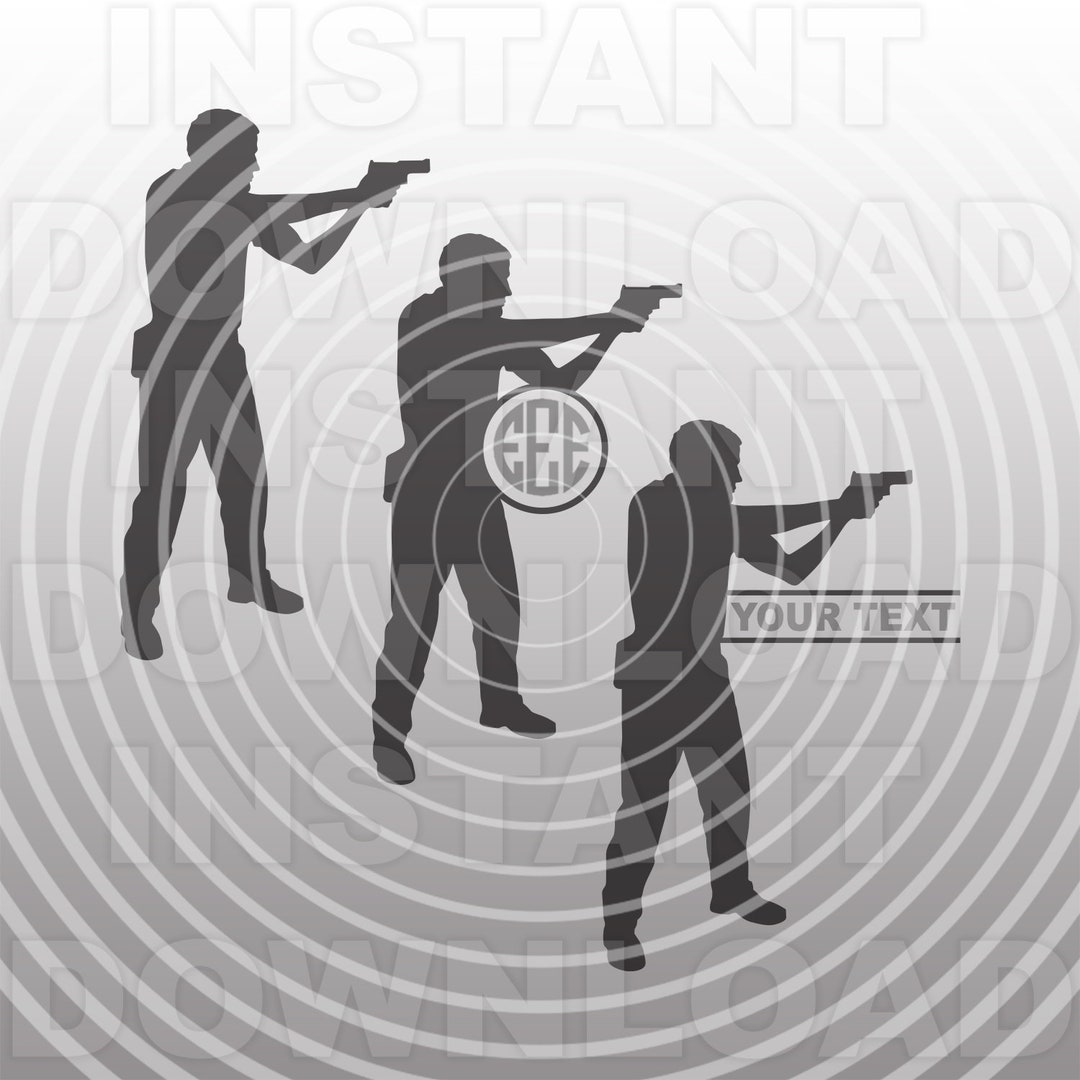 Man Shooting Handgun SVG File,man Shooting Pistol Svg,shooting Range ...