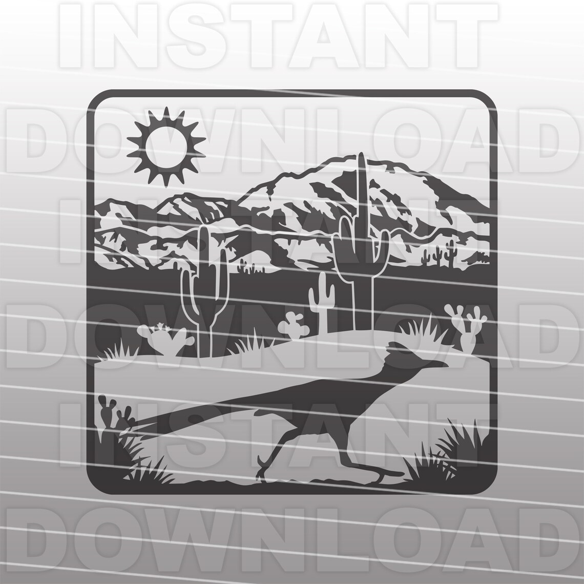 Roadrunner SVG File,southwest Desert Scene Svg,saguaro Cactus SVG ...
