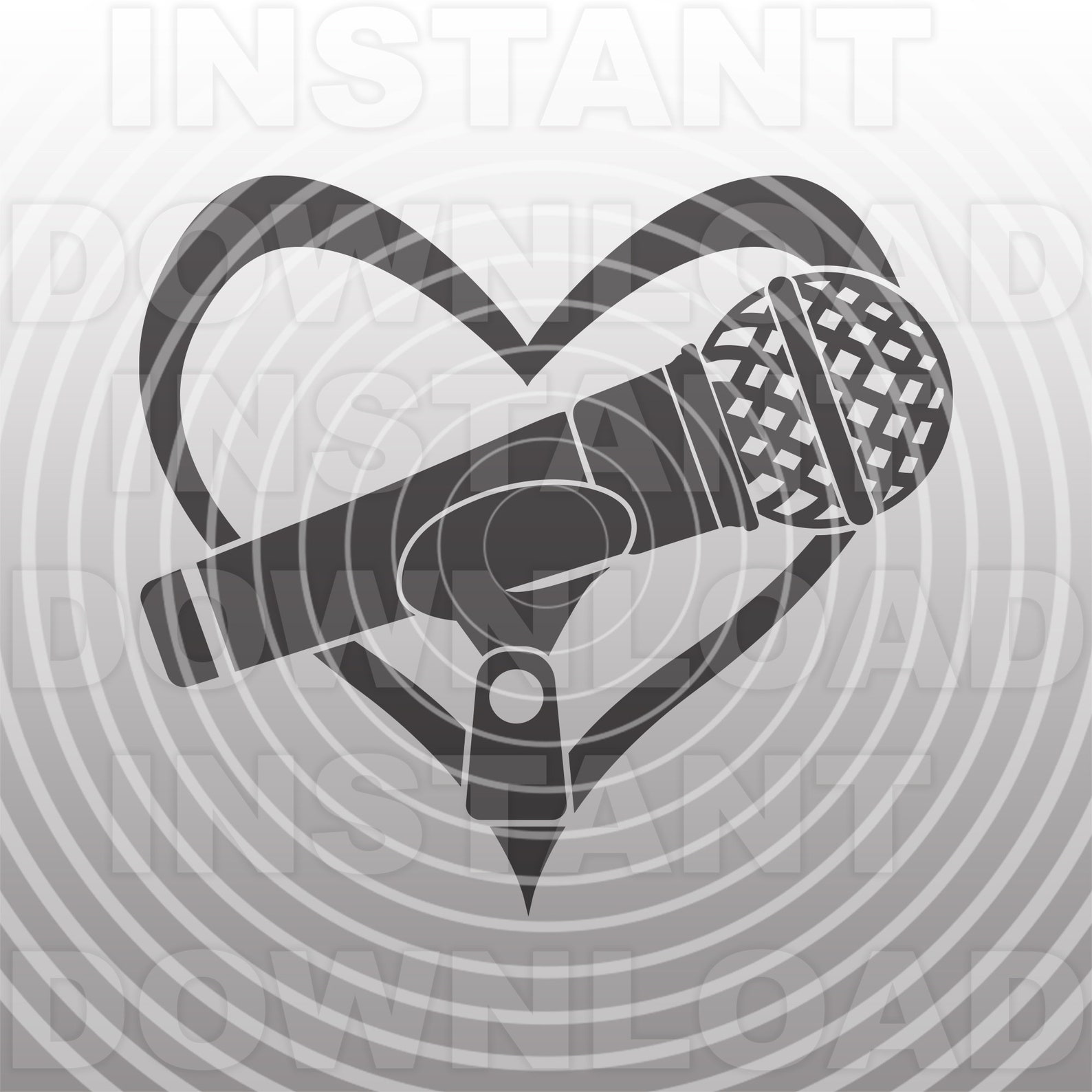 Microphone With Heart SVG File,karaoke Svg,singer Svg,choir SVG -vector ...