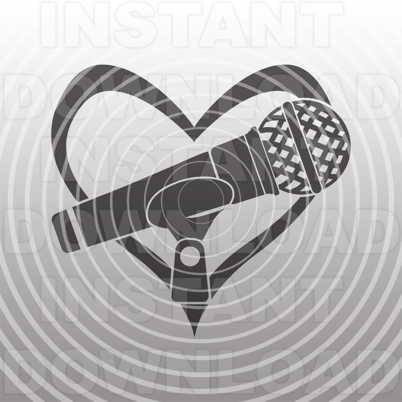 Microphone With Heart SVG File,karaoke Svg,singer Svg,choir SVG -vector ...