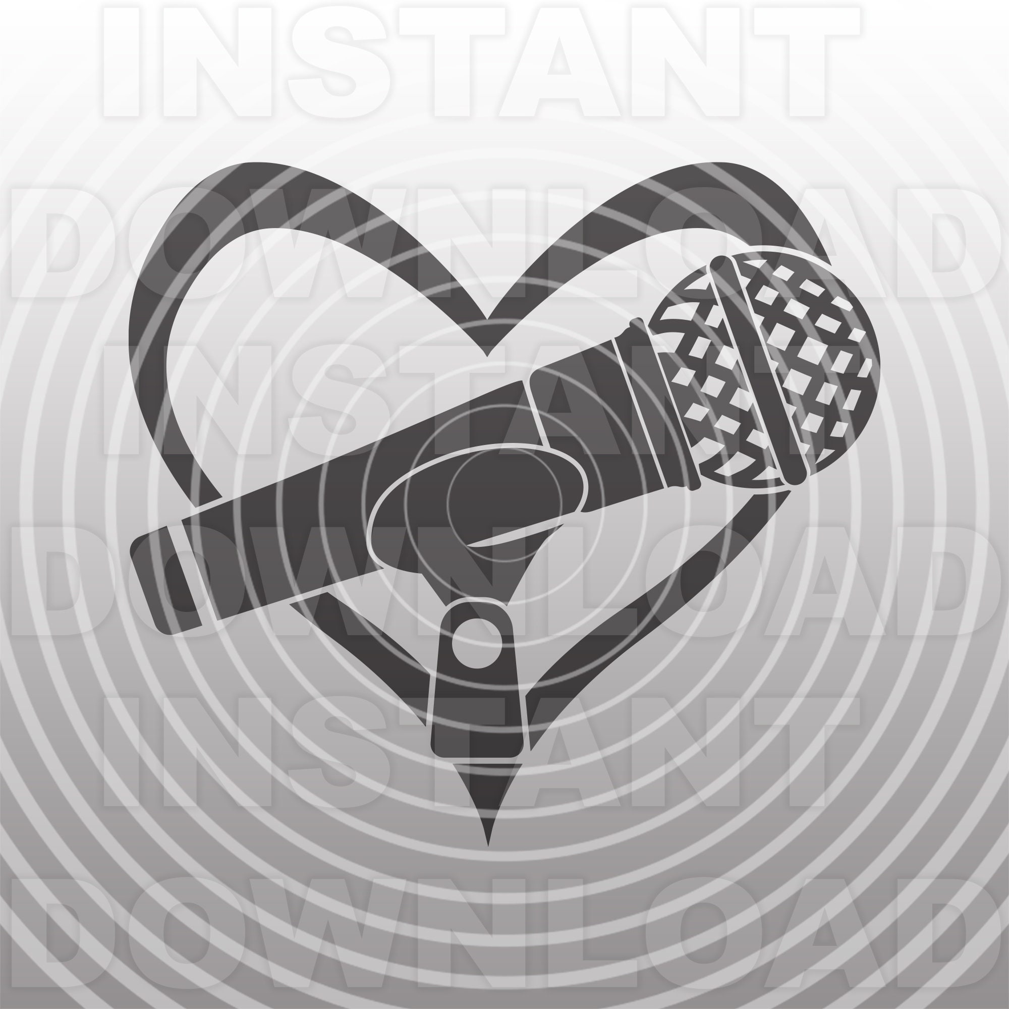 Microphone With Heart SVG File,karaoke Svg,singer Svg,choir SVG -vector ...