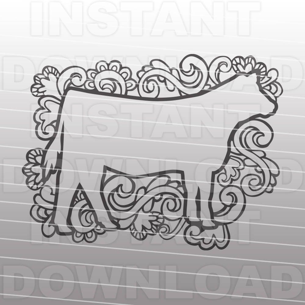 Show Heifer Cow Hand Drawn Doodle SVG File -for Commercial & Personal ...