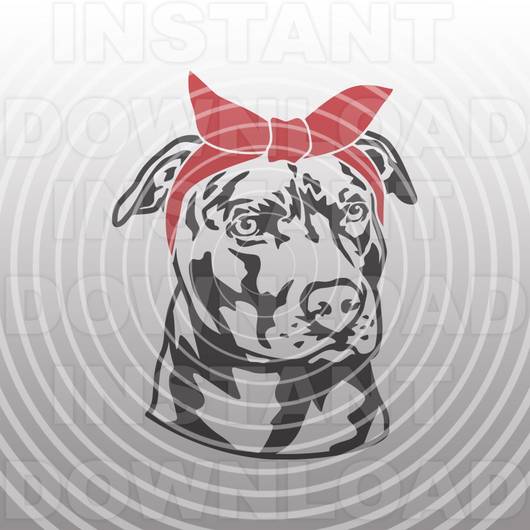 Pit Bull SVG File,pit Bull With Bandana SVG -vector Art for Commercial ...