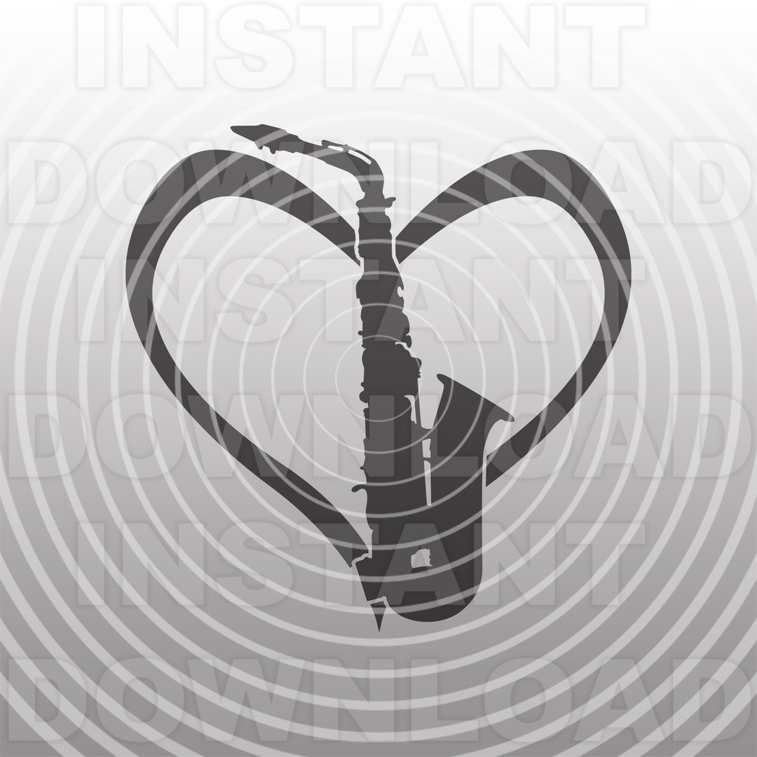 Saxophone Within Heart SVG File,marching Band Svg,sax Player SVG ...