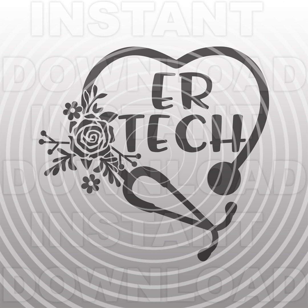 ER Tech SVG File,floral Stethoscope Svg,emergency Room Technician Svg ...