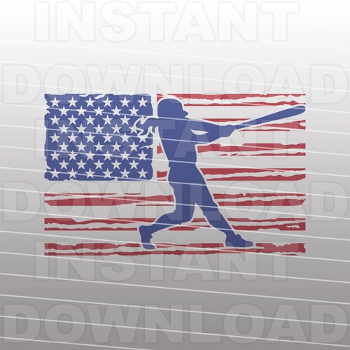Patriotic Softball Batter SVG Filedistressed USA Flag | Etsy