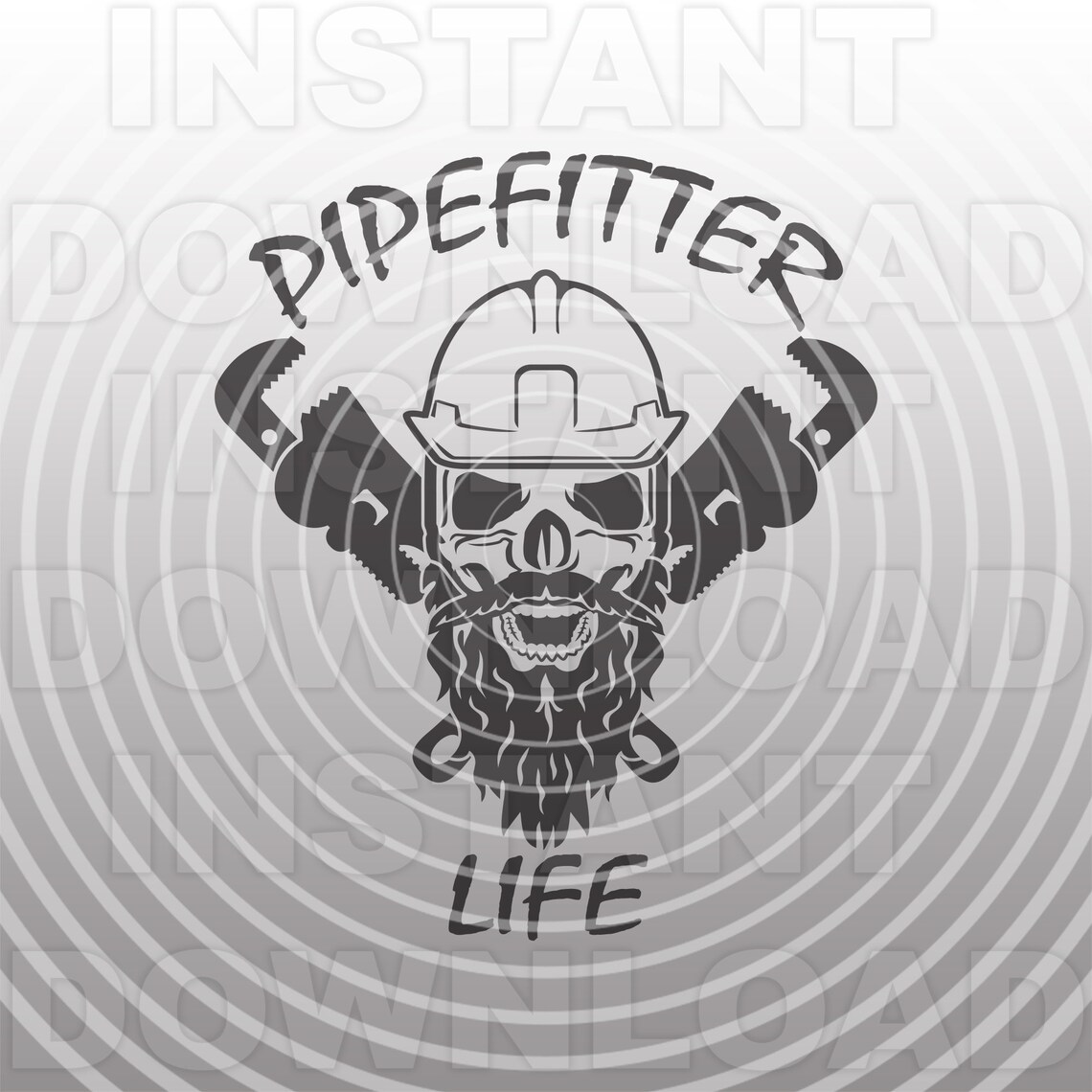 Pipefitter Life Skull With Beard SVG File,pipefitter Skull Svg ...