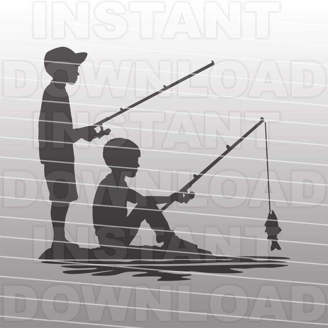 Two Little Boys Fishing SVG File,two Sons Fishing Svg,two Grandsons ...
