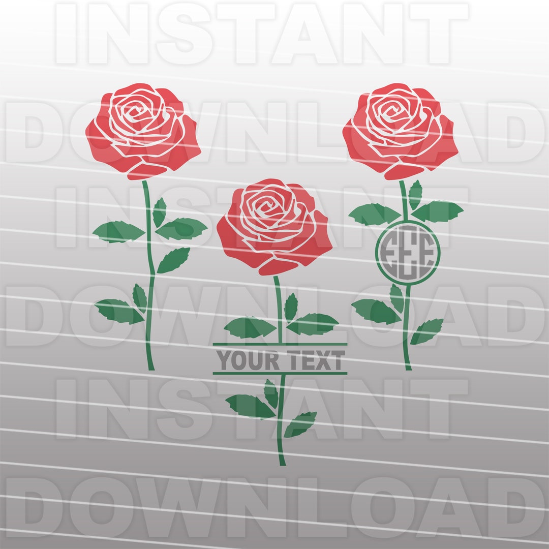 Long Stemmed Rose SVG File,rose Monogram Svg,rose SVG Design -vector ...