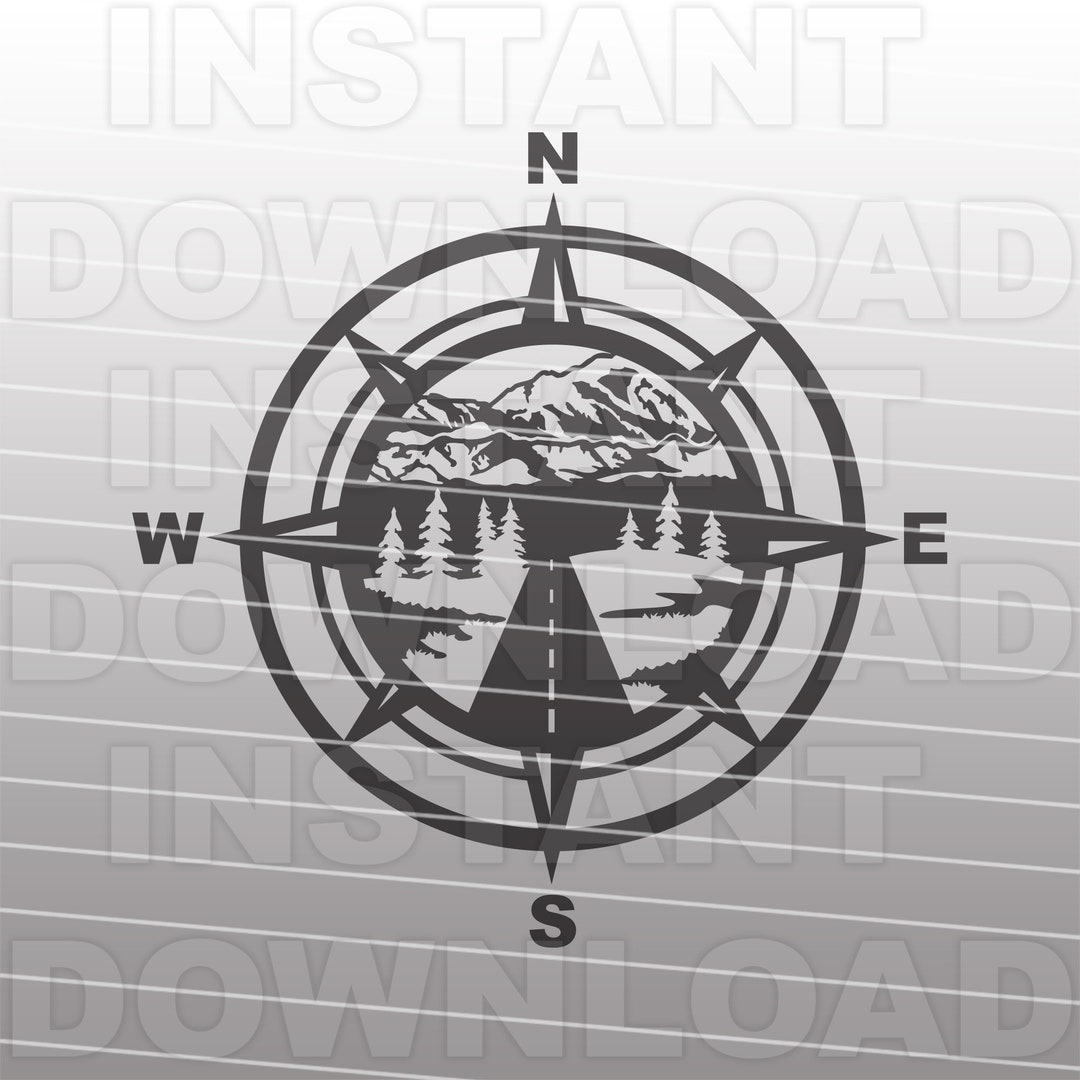 Compass Road Open Road Highway Mountain Scene SVG File,road Trip SVG ...