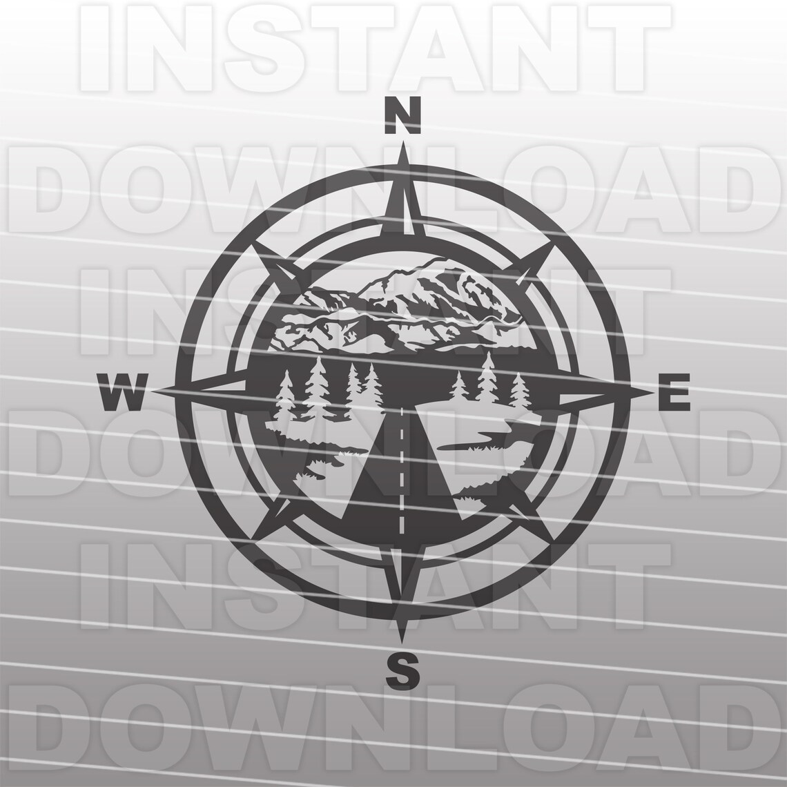 Compass Road Open Road Highway Mountain Scene SVG Fileroad | Etsy