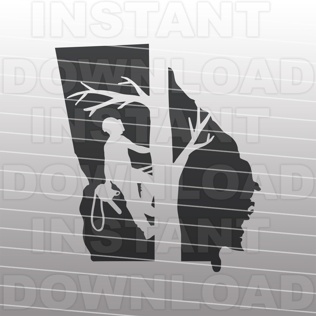 Tree Trimmer With Chainsaw SVG File,georgia Tree Trimming Svg,vector ...