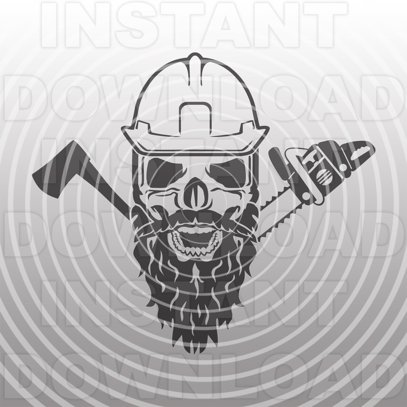 Logging Skull SVG File,logger Skull With Hard Hat SVG -vector Art ...